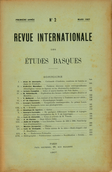 Revue Internationale des Etudes Basques - Première Année - Nº 2 ...